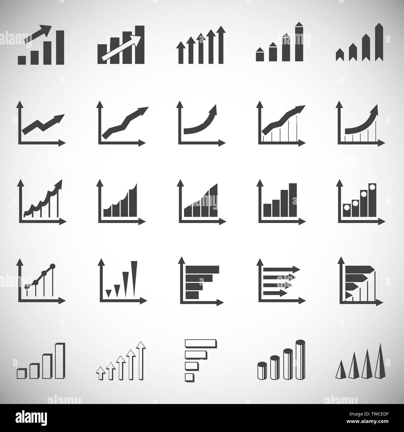 Up grow chart icons set on background for graphic and web design ...