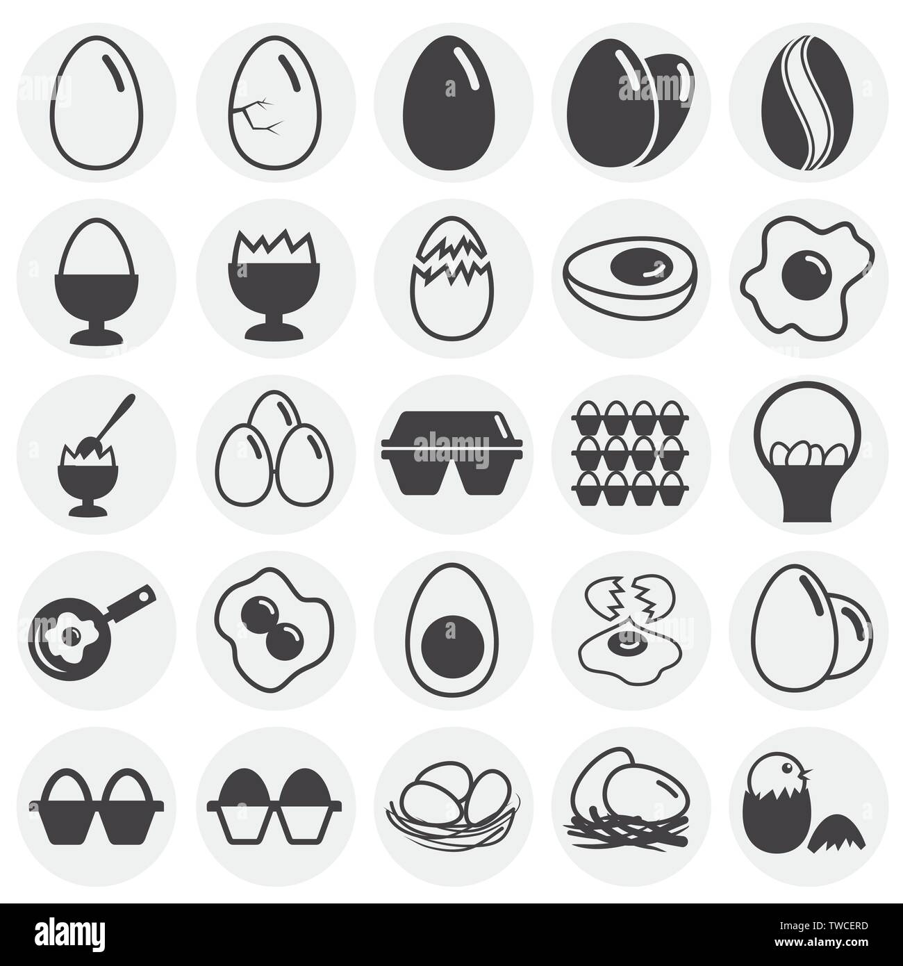 Egg related icons set on background for graphic and web design. Simple ...