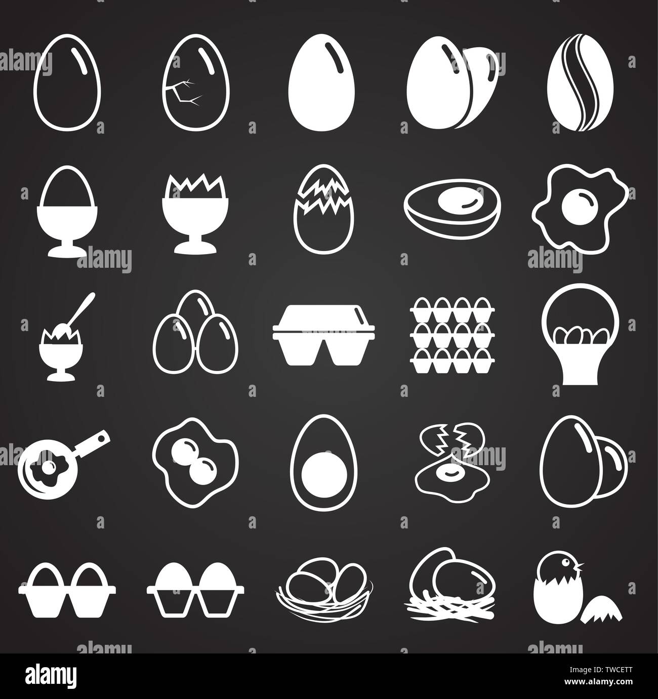 Egg related icons set on background for graphic and web design. Simple ...