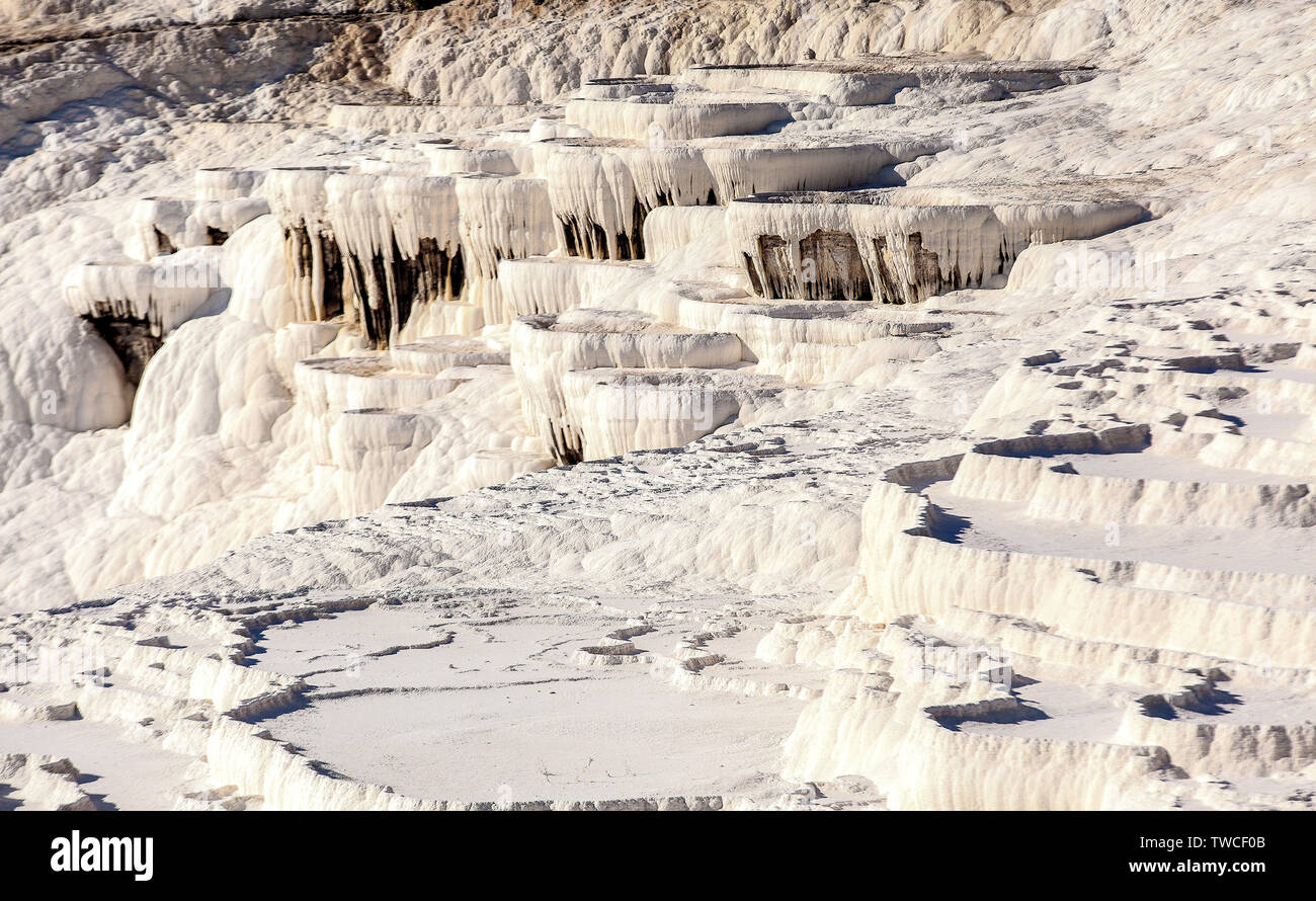 White travertines in the ancient city of Hierapolis in Pamukkale, Turkey Stock Photo - Alamy