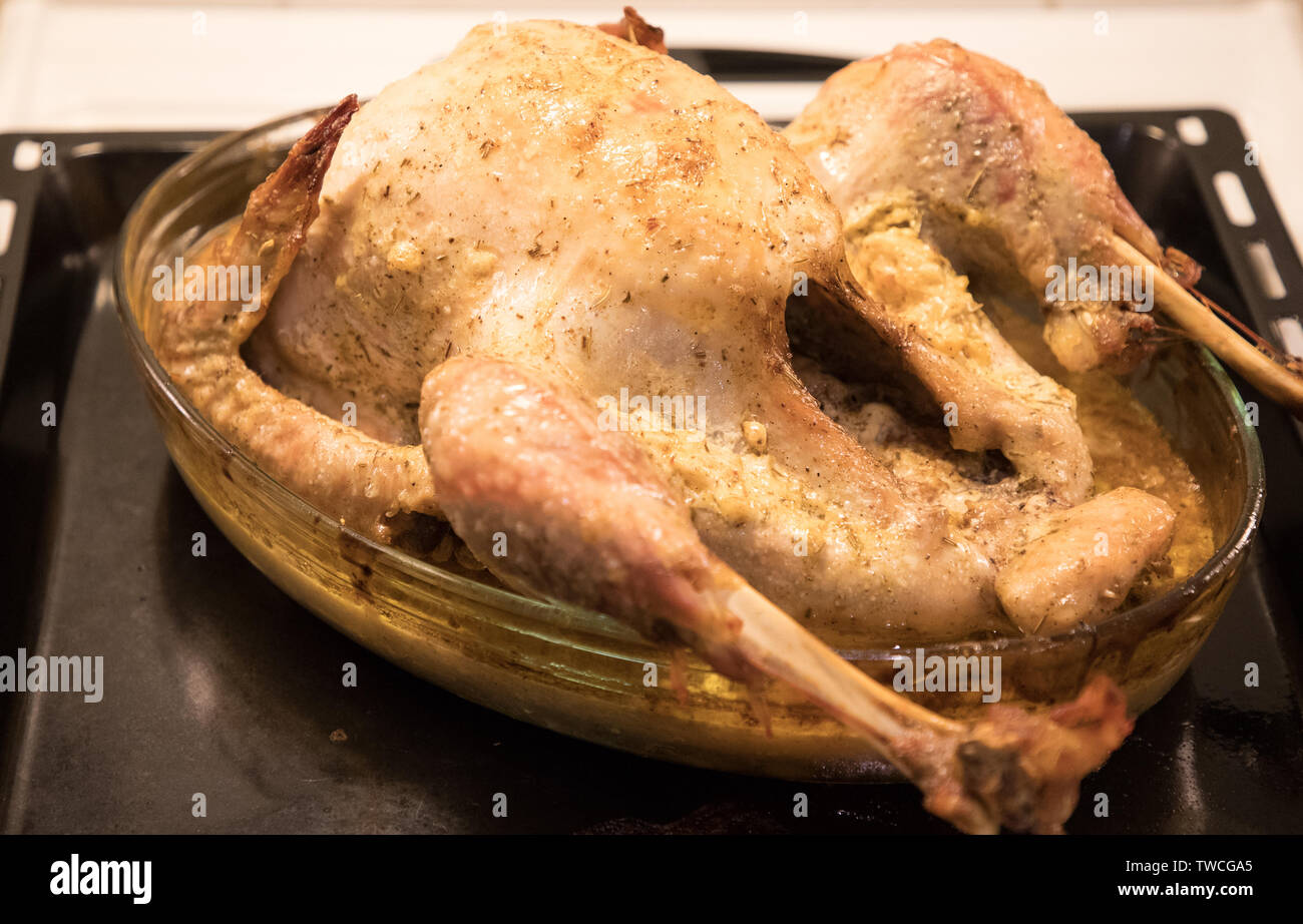 baked turkey on a tray Stock Photo - Alamy