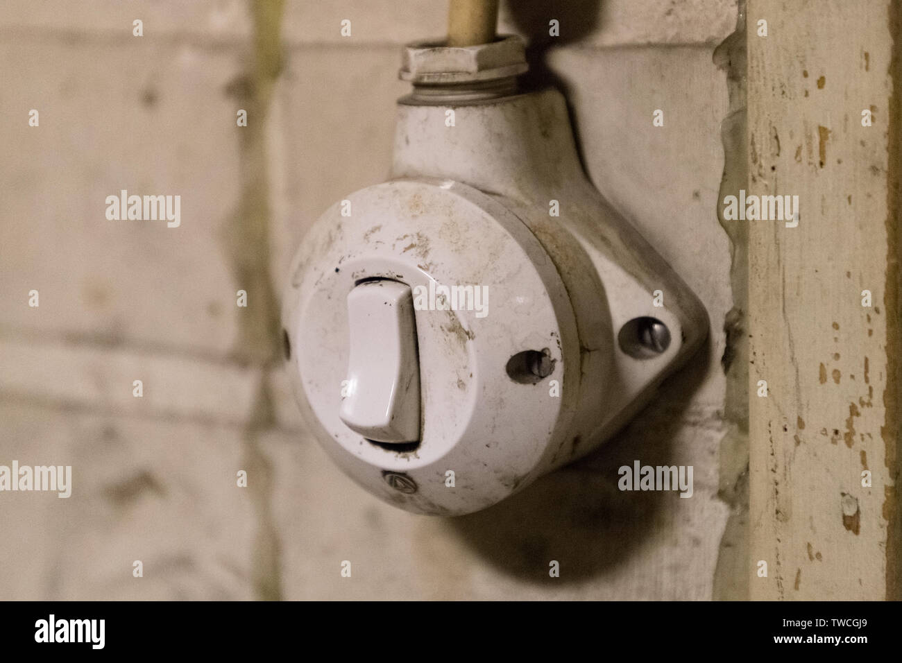 old wall switch horizontal shot Stock Photo - Alamy