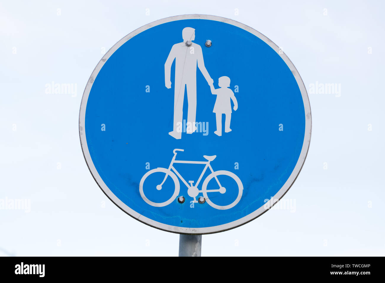 road sign pedestrian and bicycle zone Stock Photo - Alamy