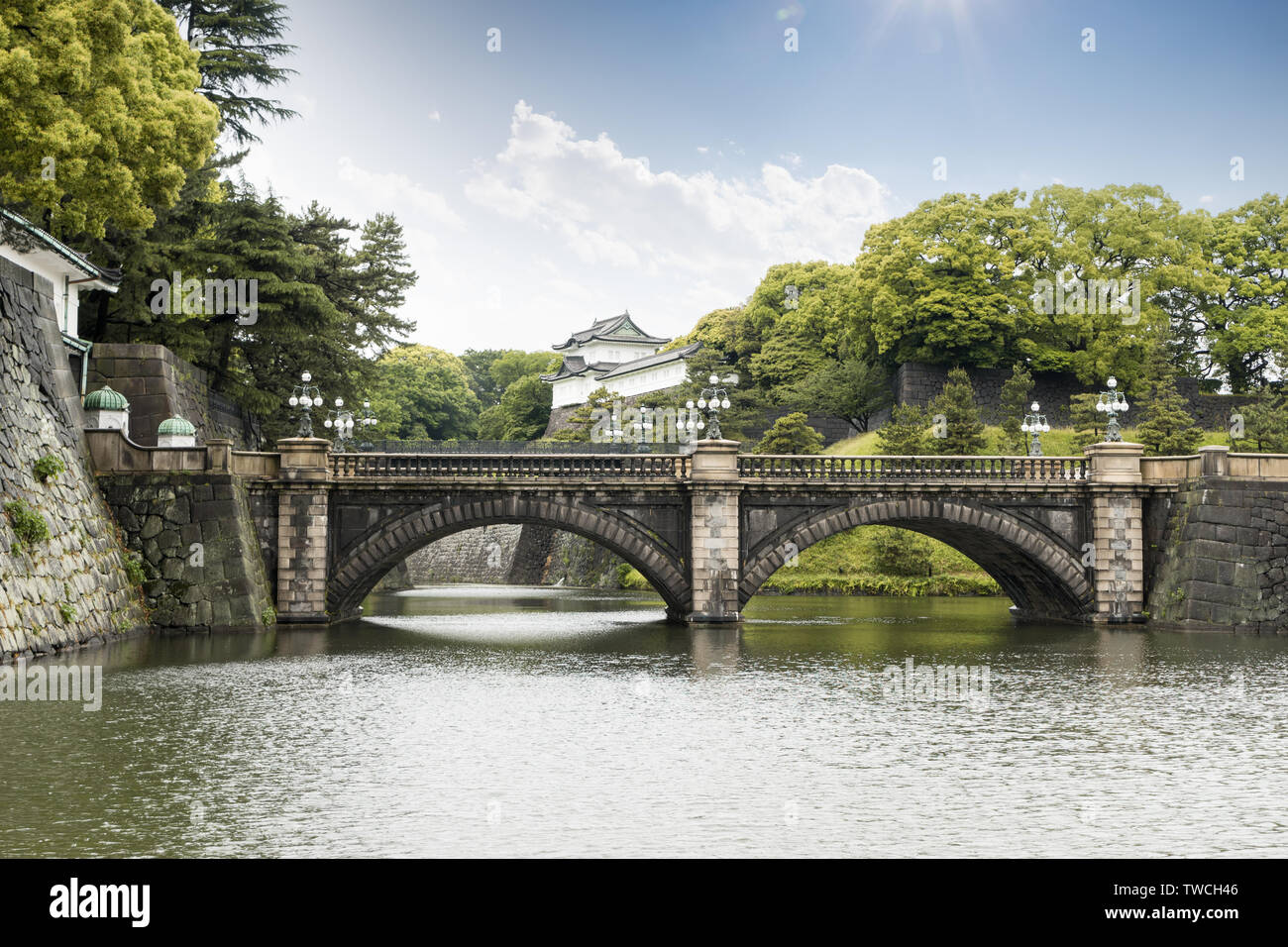 Stonebridge over river in Tokyo Stock Photo - Alamy