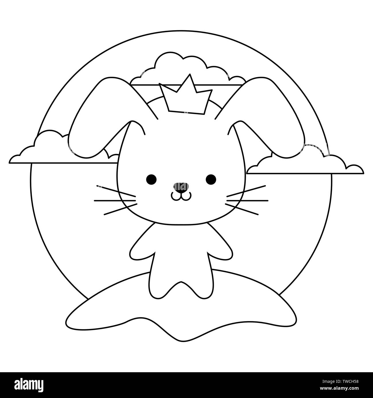 cute rabbit animal in landscape vector illustration design Stock Vector ...