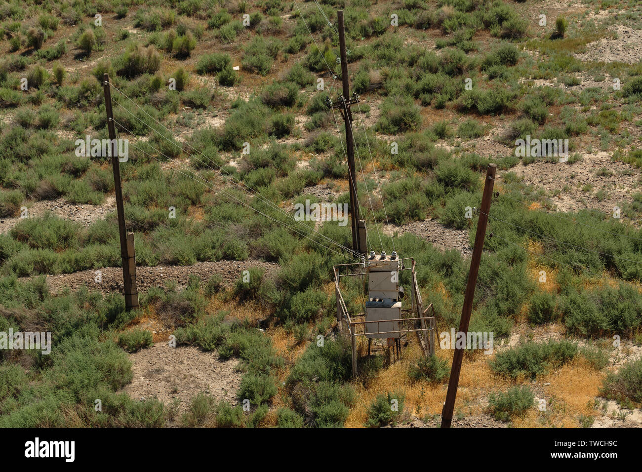 power station and three pillars view from above Stock Photo - Alamy