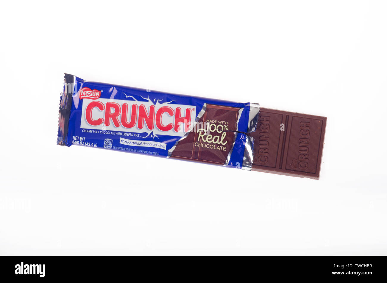 Nestle Crunch milk chocolate with crisped rice candy bar with wrapper ...