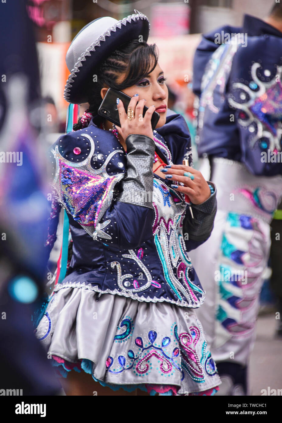 Costumed dancer at the colorful Gran Poder Festival, La Paz, Bolivia ...