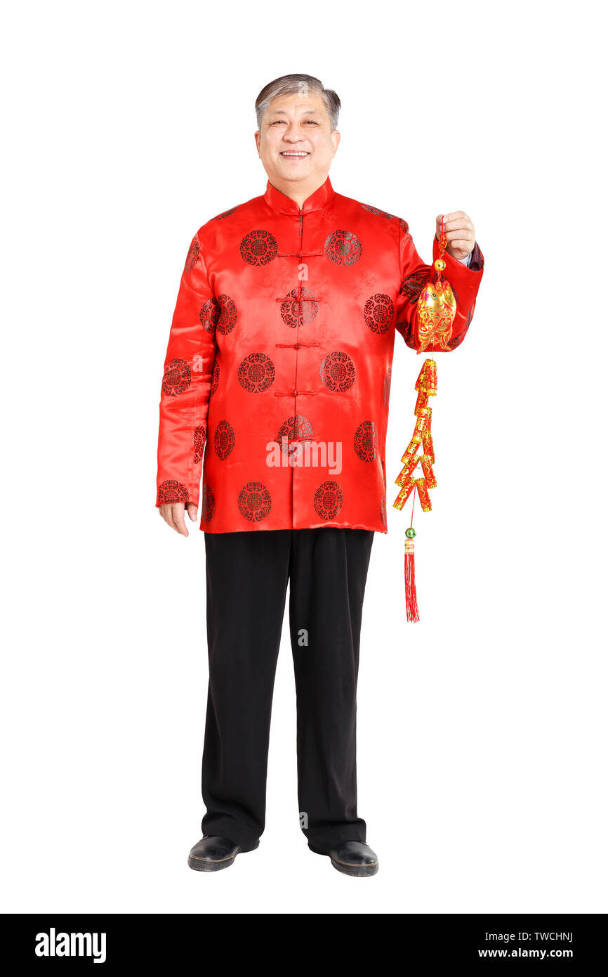 gesture of smiling Chinese old man in mandarin Stock Photo - Alamy