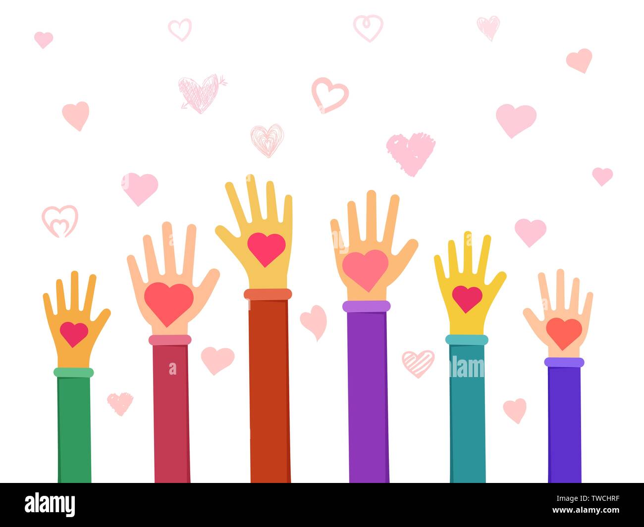 Humanitarian aid concept flat vector illustration. Cartoon hands ...