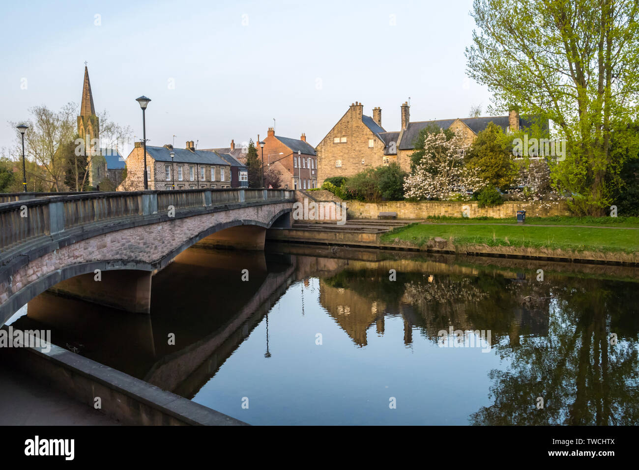The River Wansbeck and Oldgate Bridge, at Morpeth, in Springtime Stock ...