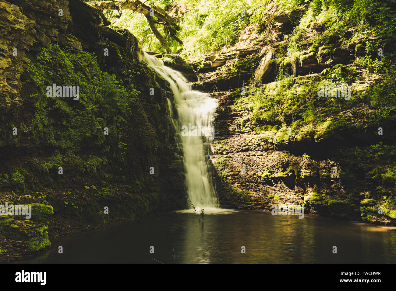 High mountain waterfall Stock Photo - Alamy