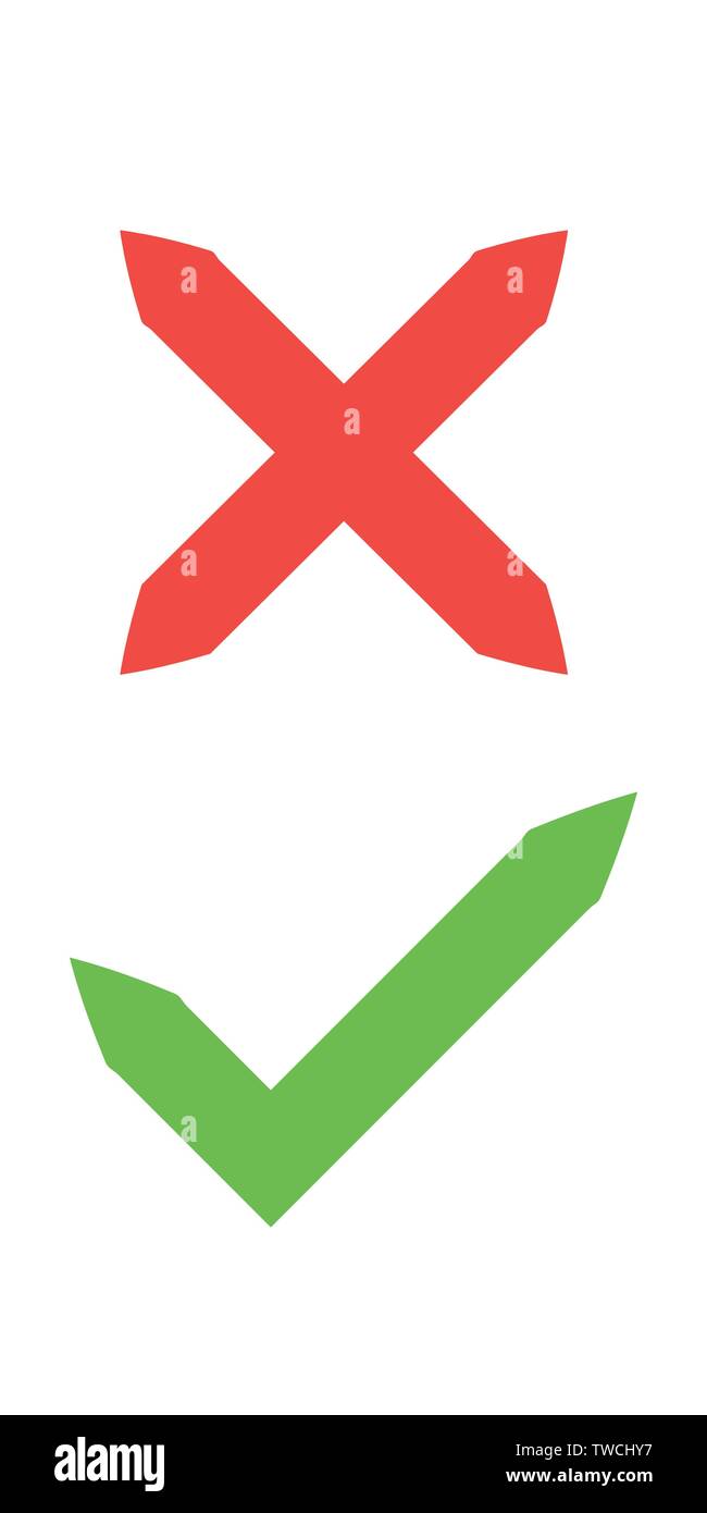 Vector flat check mark icons for web and mobile apps. Red and green ...