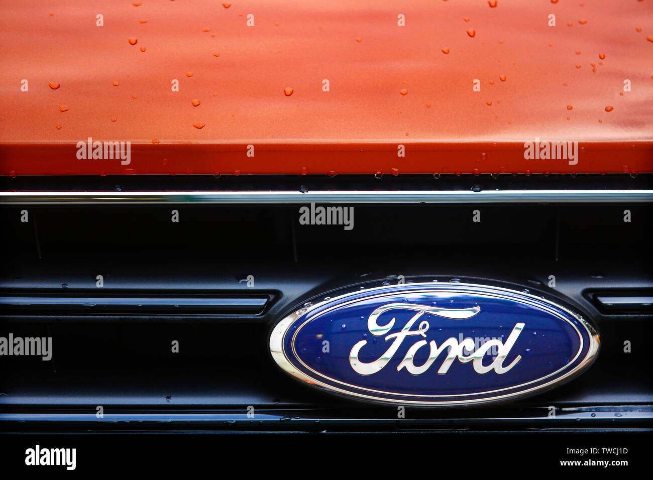 Ford motor company logo on a Ford Transit Custom van Stock Photo - Alamy