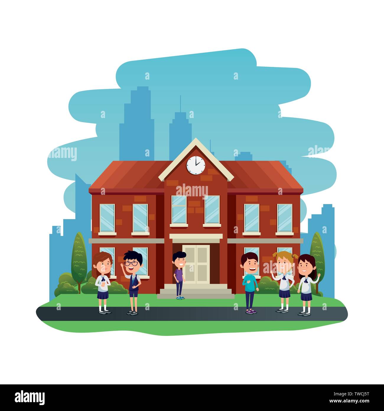 American elementary school building Stock Vector Images - Alamy
