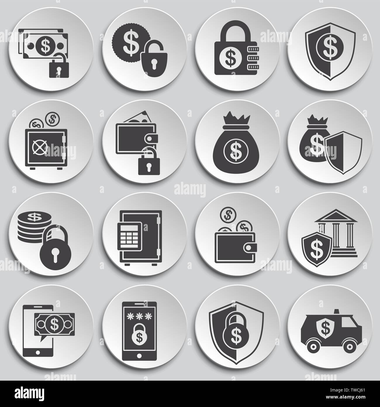 Money security related icons set on background for graphic and web ...