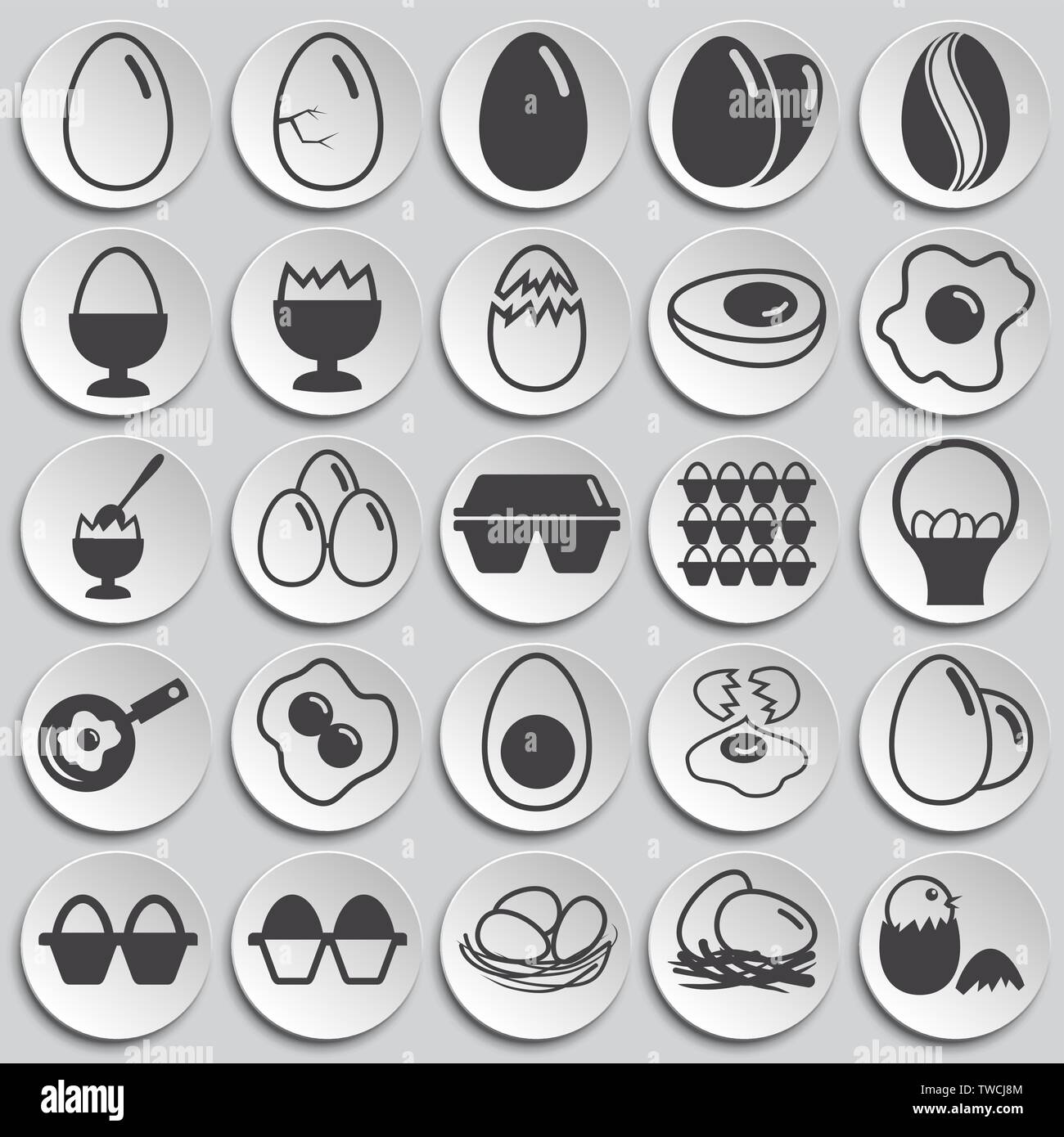 Egg related icons set on background for graphic and web design. Simple ...