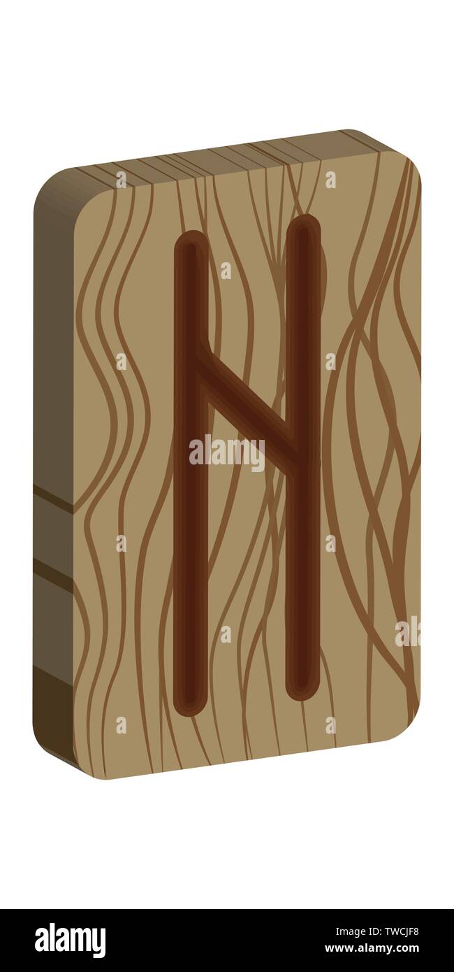 Rune Hagalaz. Vertical projection. Scandinavian. Imitation burning wood ...