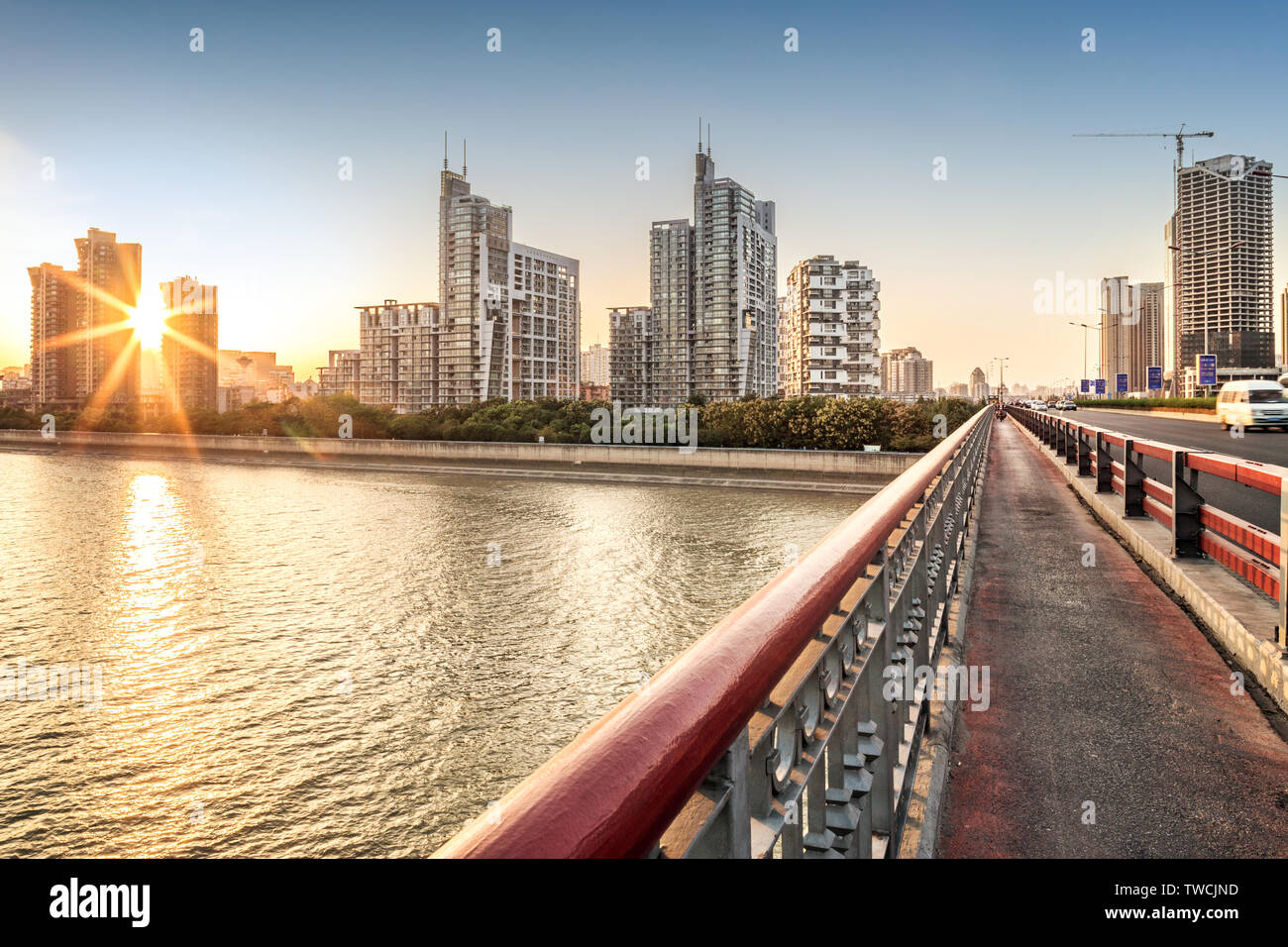 See the city scenery from the bridge Stock Photo - Alamy