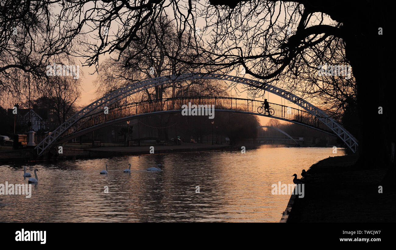 Sunset Suspension Bridge Bedford Stock Photo - Alamy