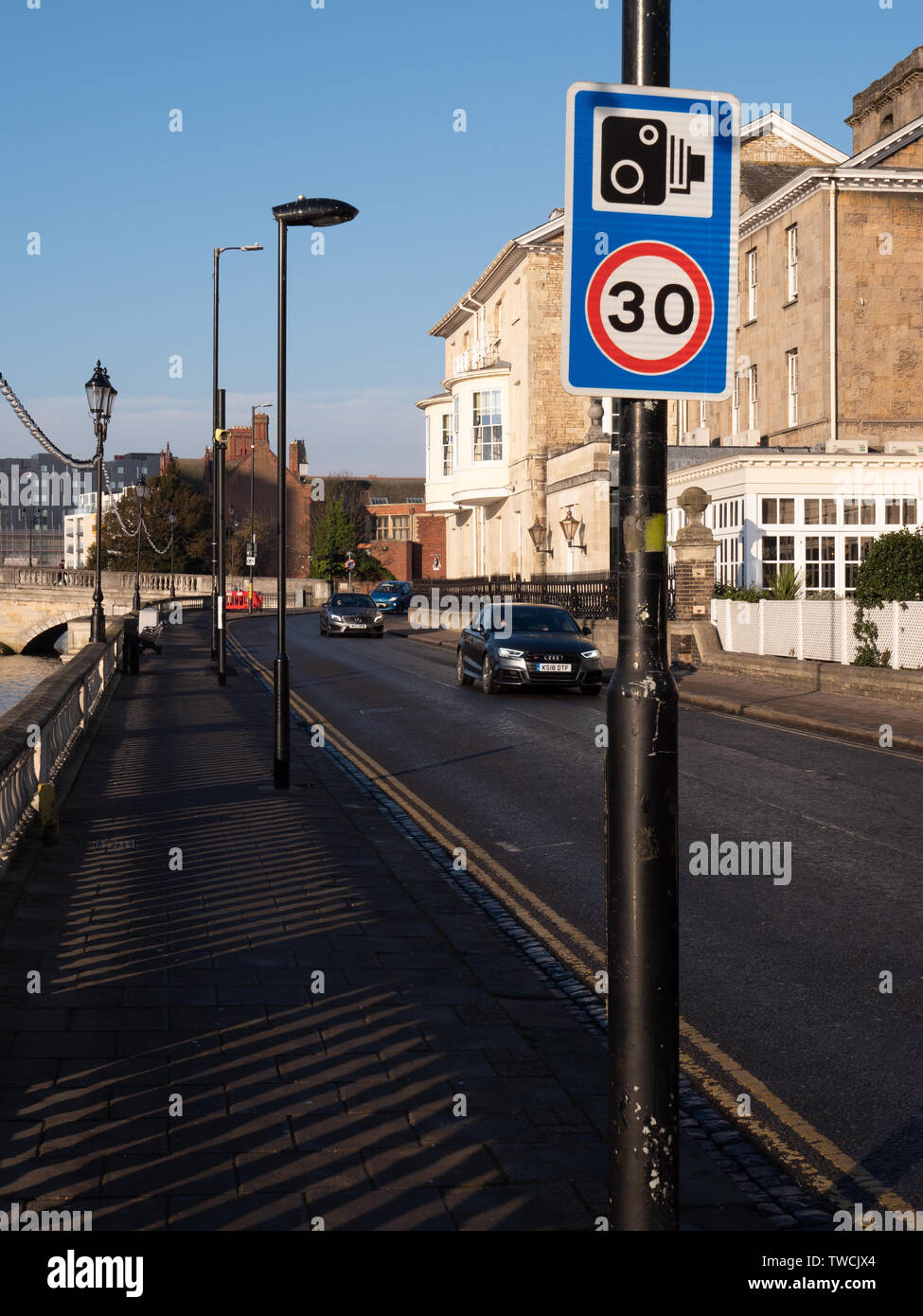 30 mph average speed camera sign Stock Photo - Alamy