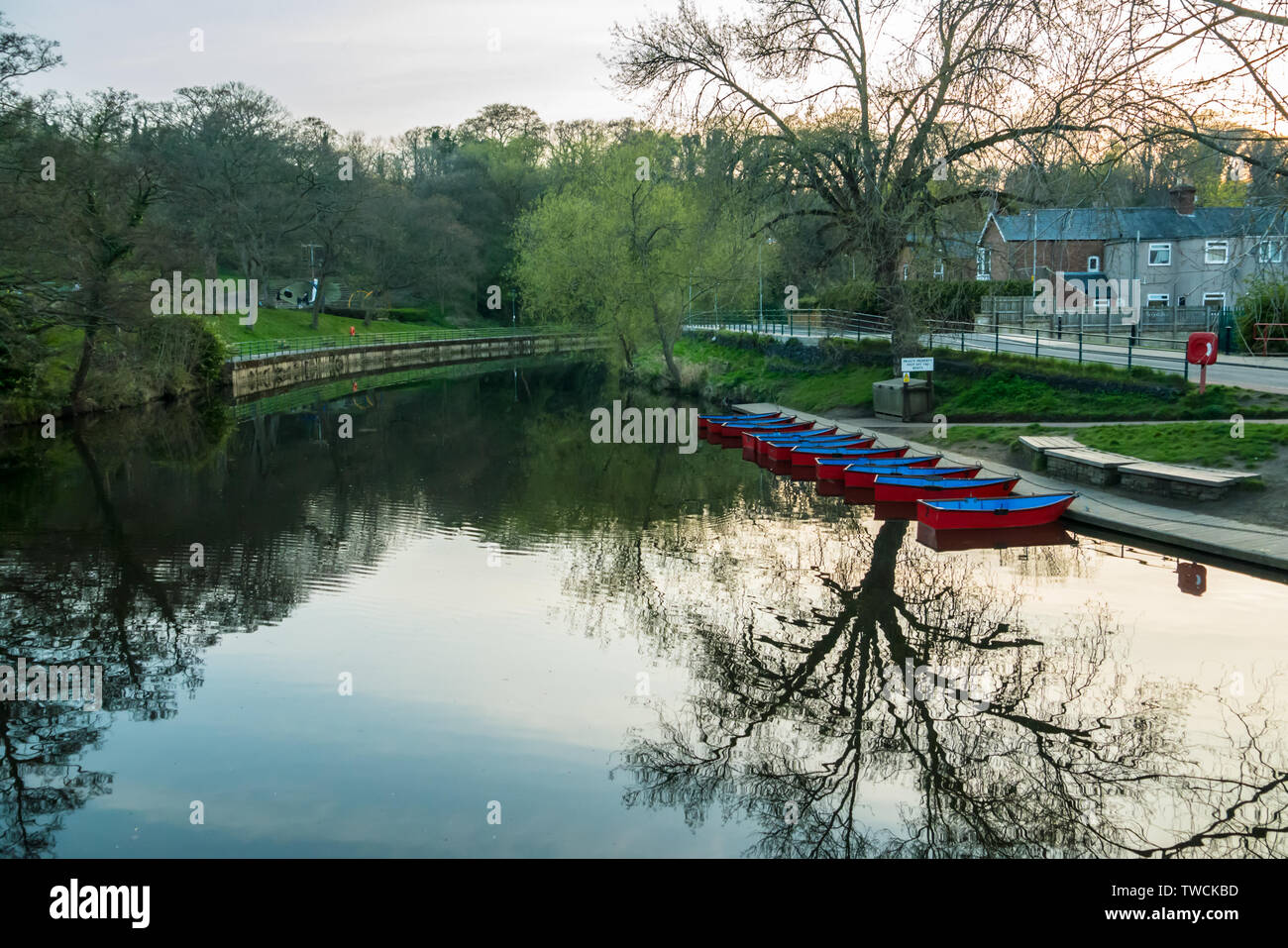 Boats on the River Wansbeck at Morpeth Stock Photo - Alamy