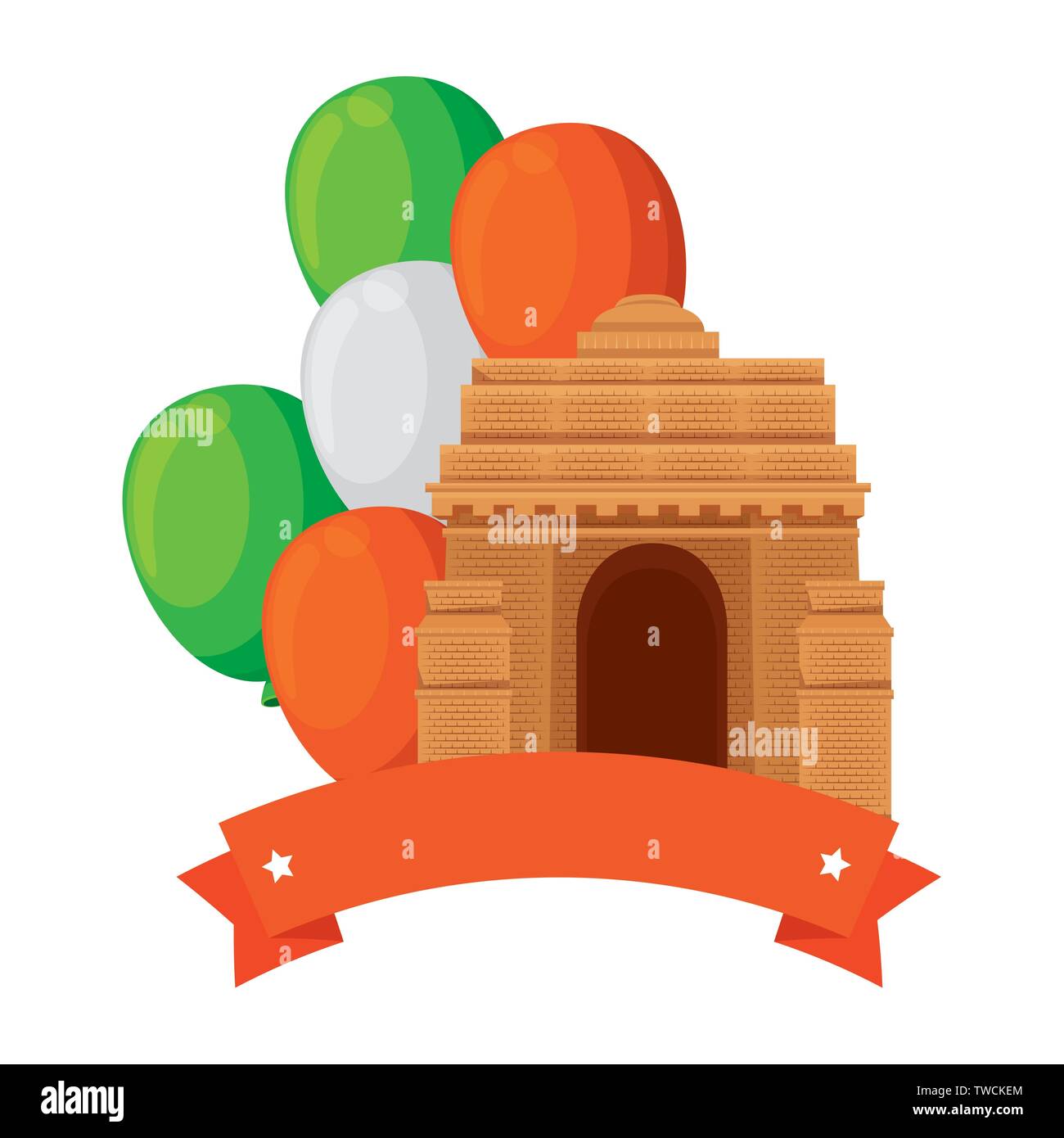 indian gate arch monument with balloons helium Stock Vector Image & Art ...
