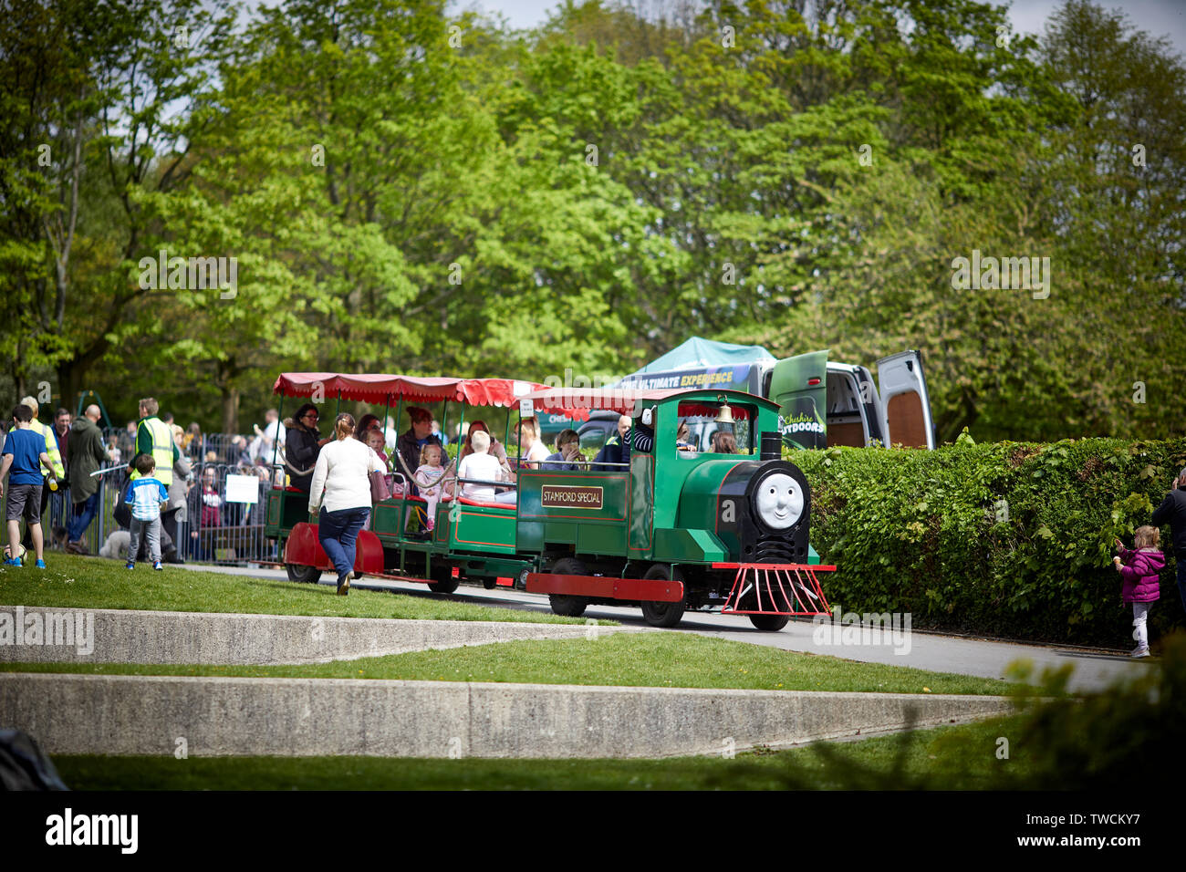 Fun ride land train at Stamford Park in Tameside Stock Photo - Alamy