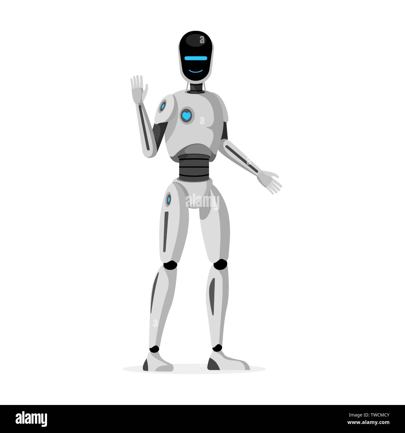 Futuristic humanoid robot flat vector illustration. Smiling cybernetic ... Futuristic humanoid robot flat vector illustration. Smiling cybernetic ...