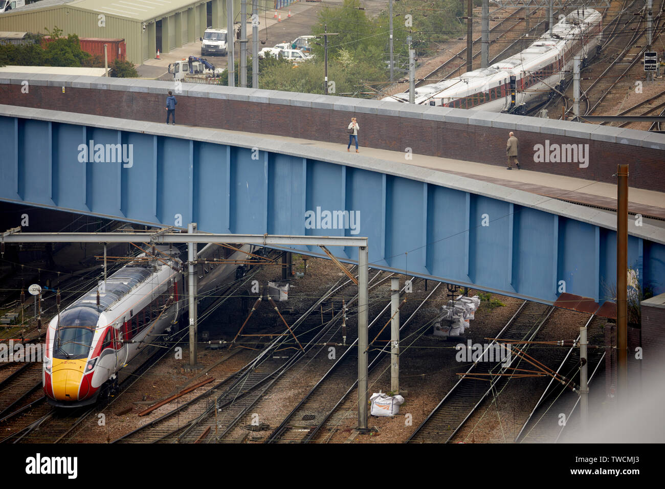 Doncaster town centre, South Yorkshire, LNER Azuma train class 800 made by Hitachi Newton ...