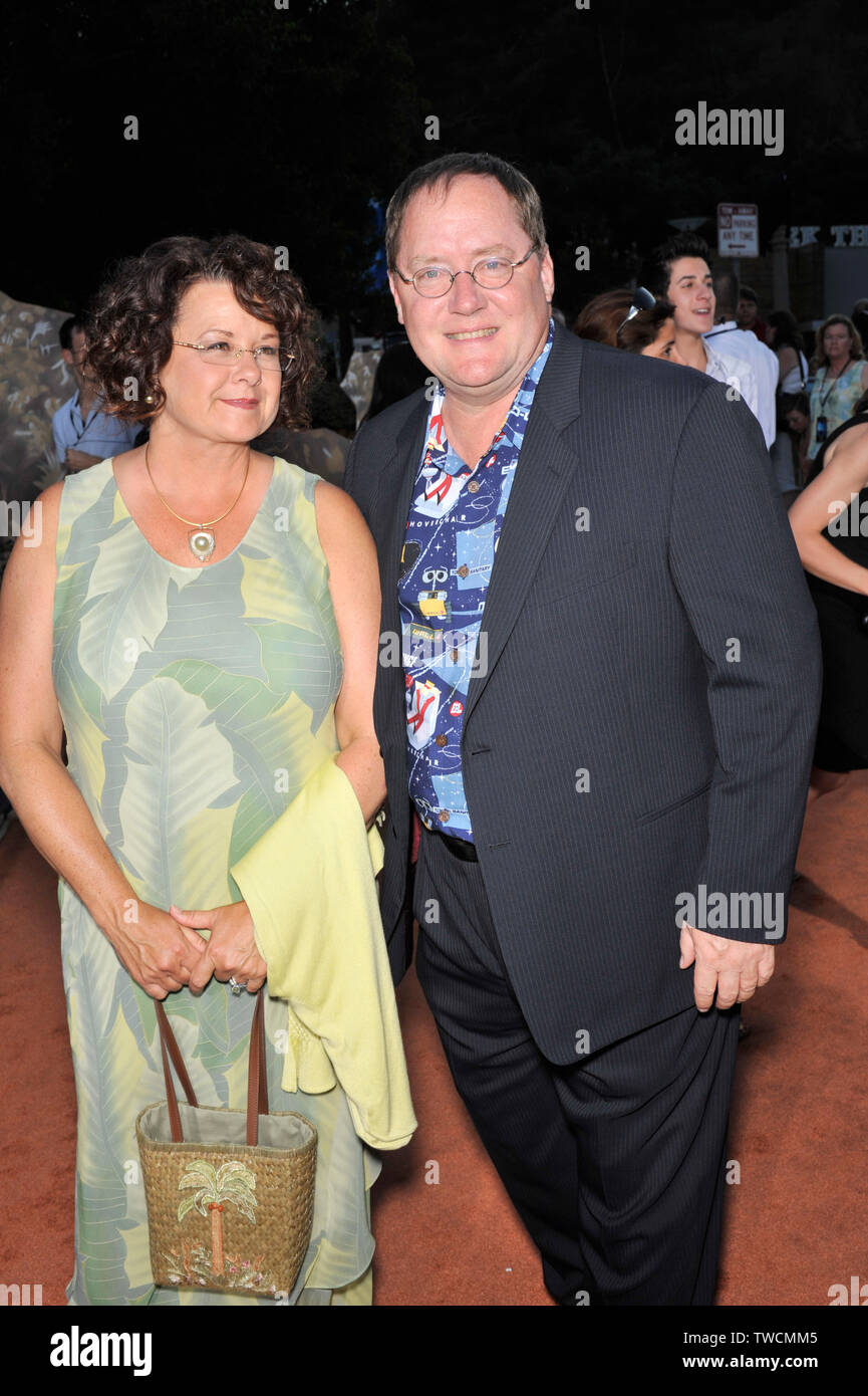 LOS ANGELES, CA. June 21, 2008: John Lasseter & wife at the world ...