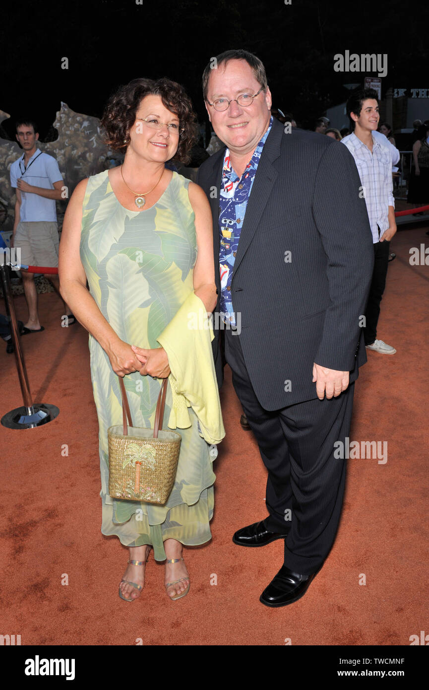 LOS ANGELES, CA. June 21, 2008: John Lasseter & wife at the world ...