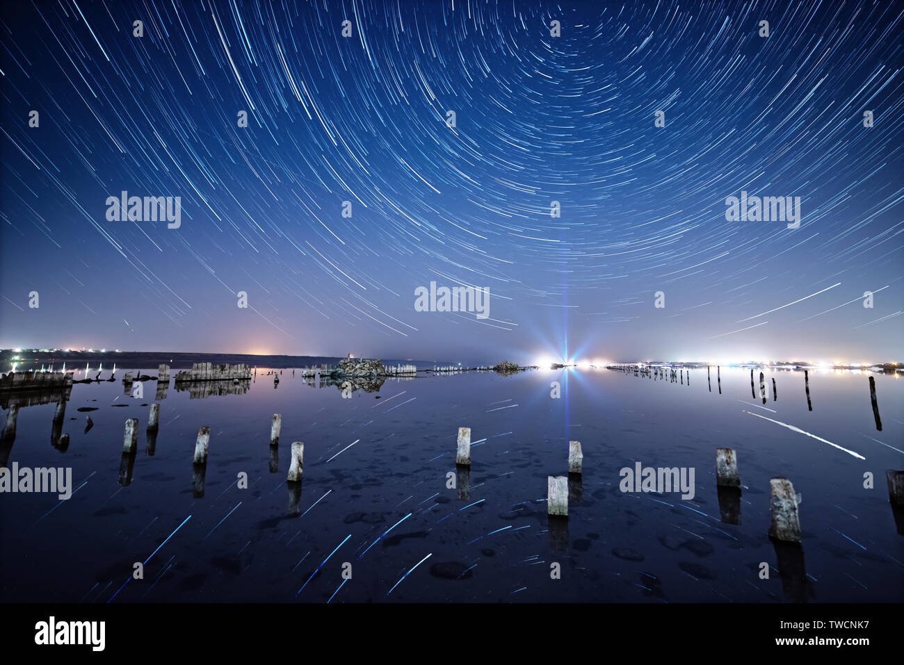 Lake at night Stock Photo - Alamy
