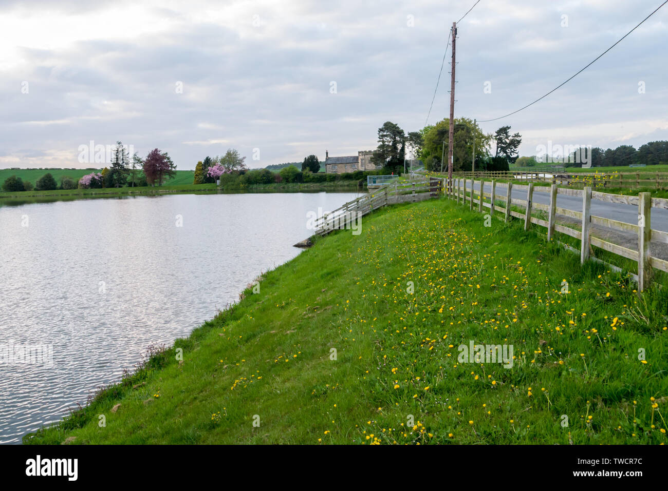 A Countryside Fence and Reservoir at Whittle Dene Nature Reserve and ...