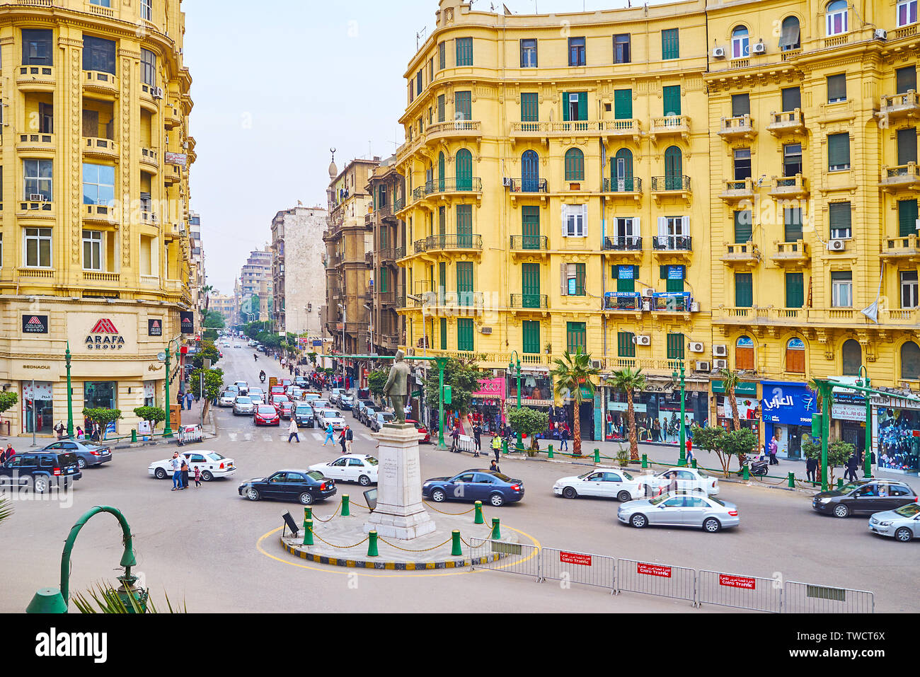 CAIRO, EGYPT - DECEMBER 22, 2017: Watch busy Talaat Harb square with ...