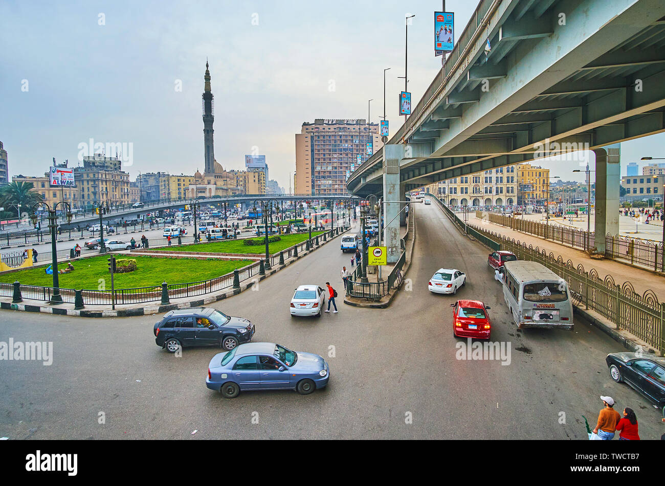 CAIRO, EGYPT - DECEMBER 22, 2017: The large urban road junction in ...