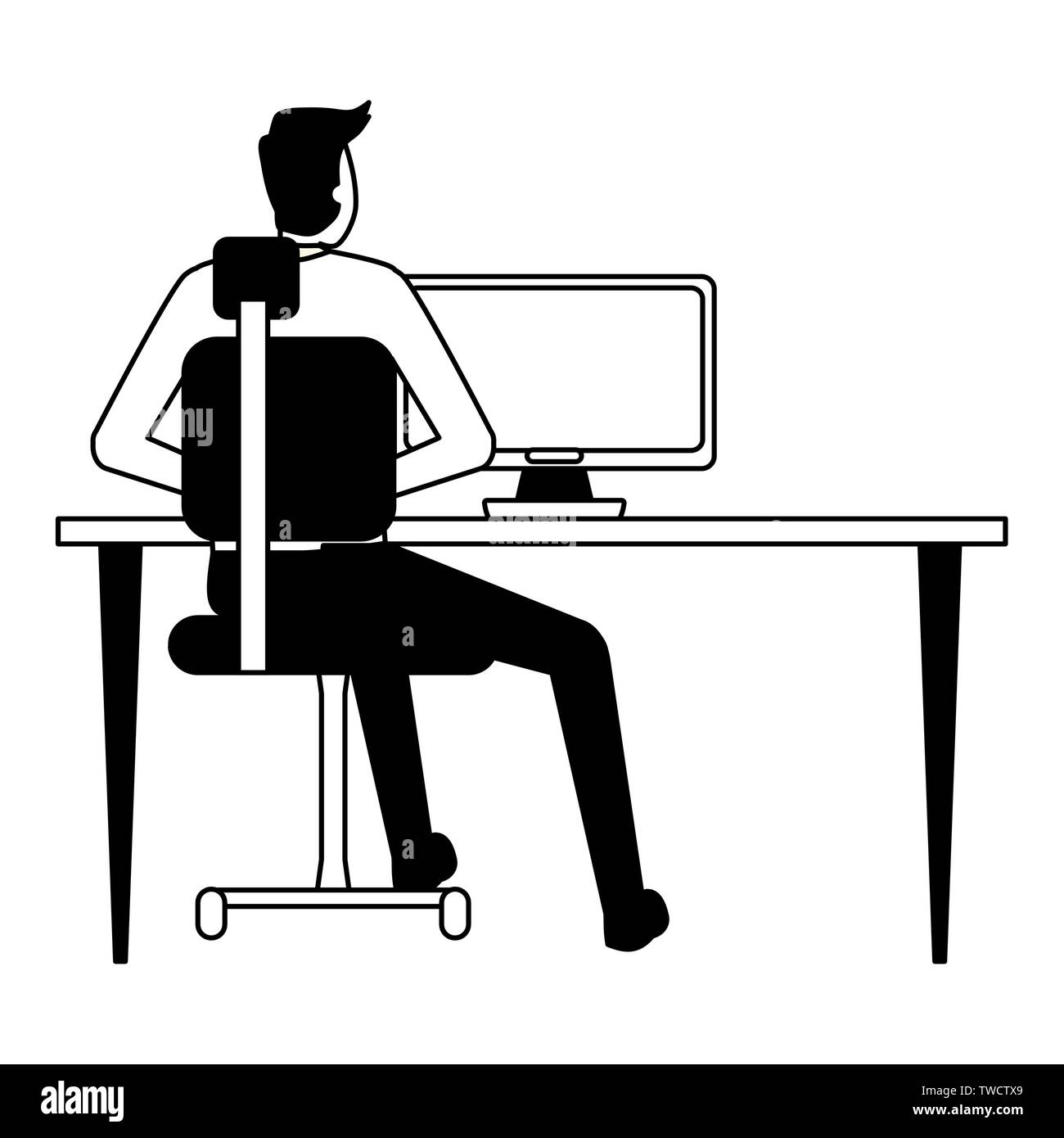 Rear view of pc screen Stock Vector Images - Alamy