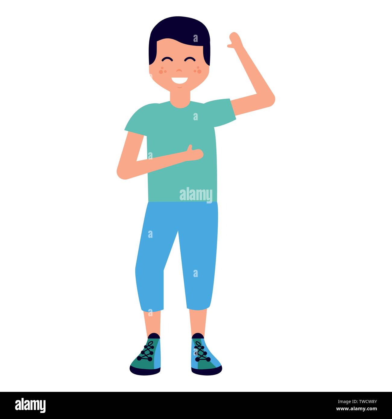 young boy dancing character on white background vector illustration ...