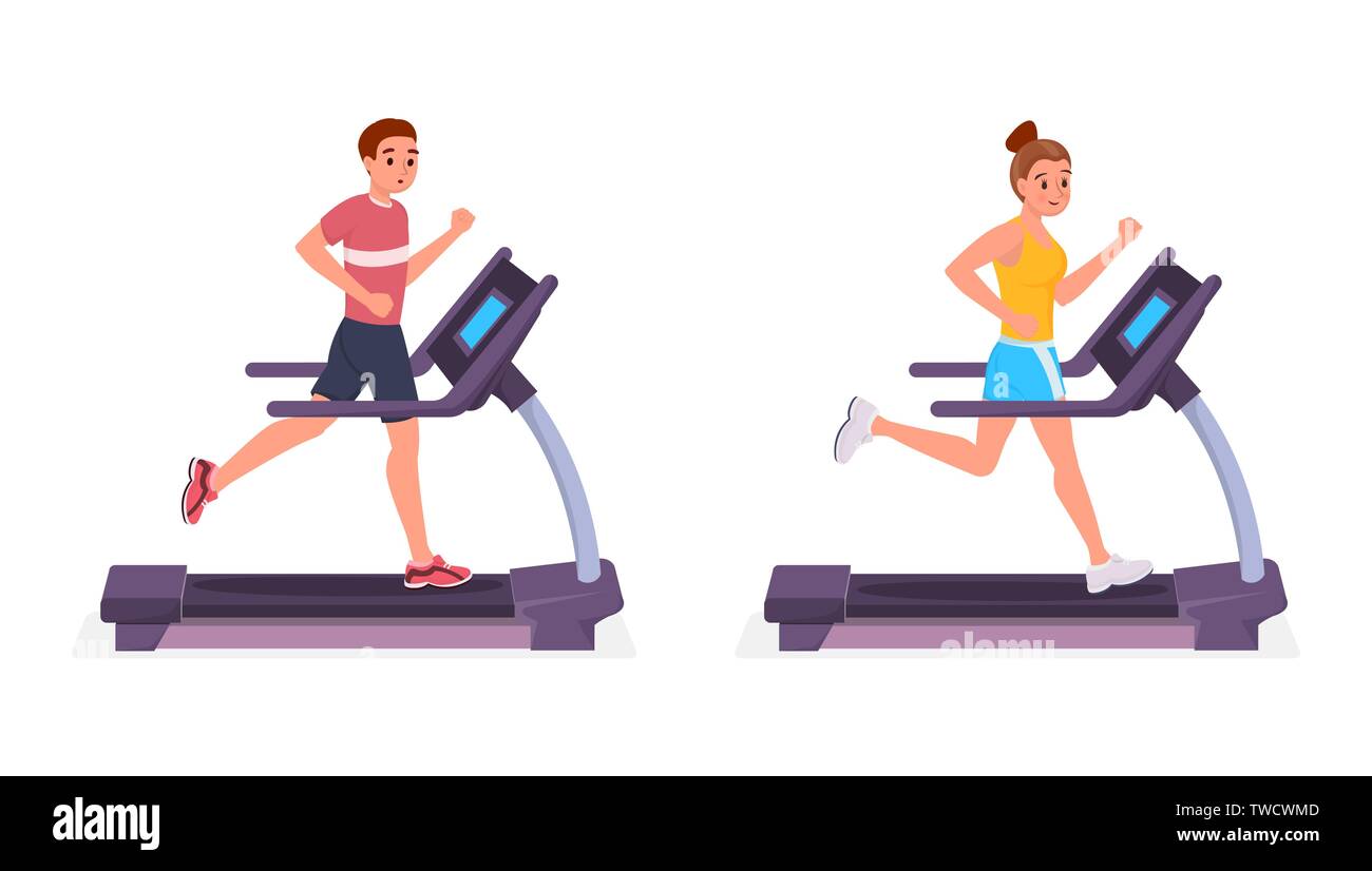 Fitness girl treadmill Stock Vector Images - Alamy