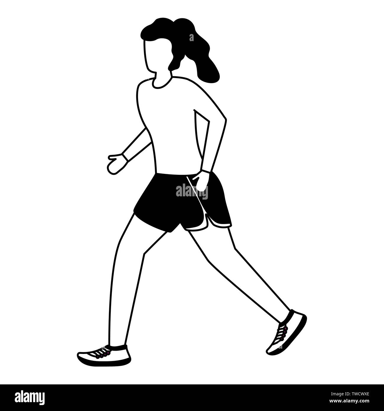 woman in sport clothes running activity vector illustration Stock ...