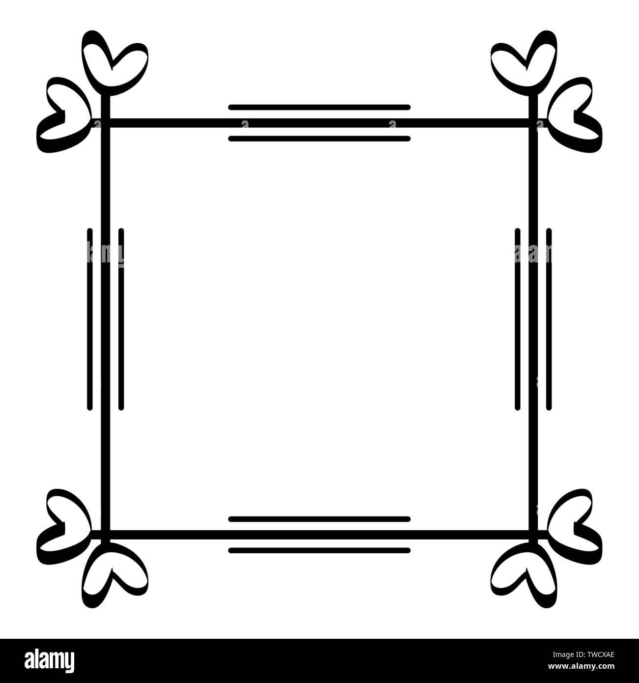 square frame with hearts decorative boho style vector illustration ...
