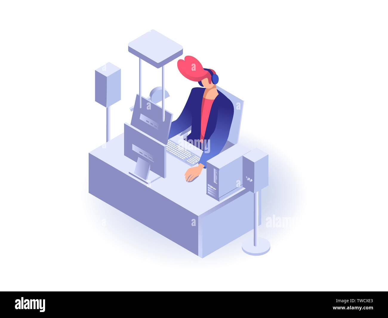 3d man working computer on Cut Out Stock Images & Pictures - Alamy