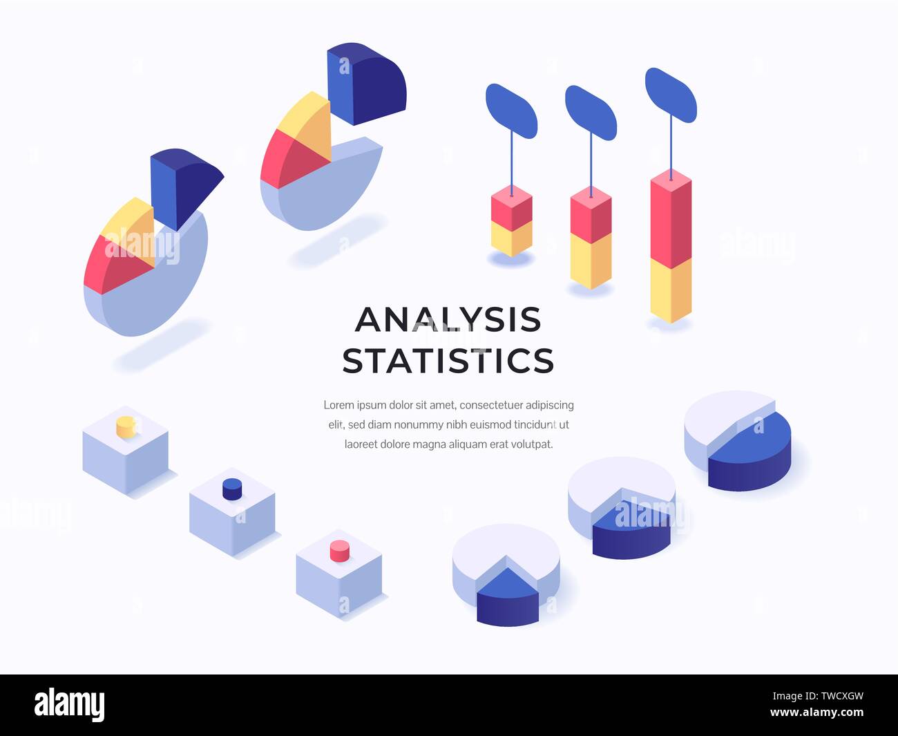 Different diagrams and charts isometric vector illustration. Business ...