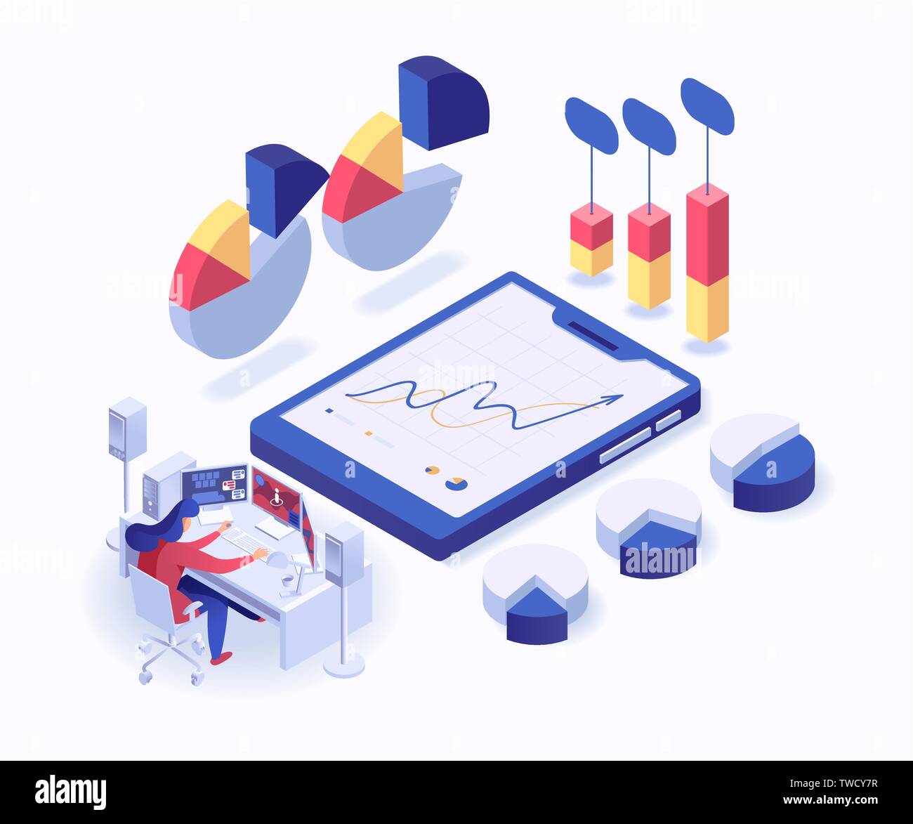 Business woman working laptop charts Cut Out Stock Images & Pictures ...