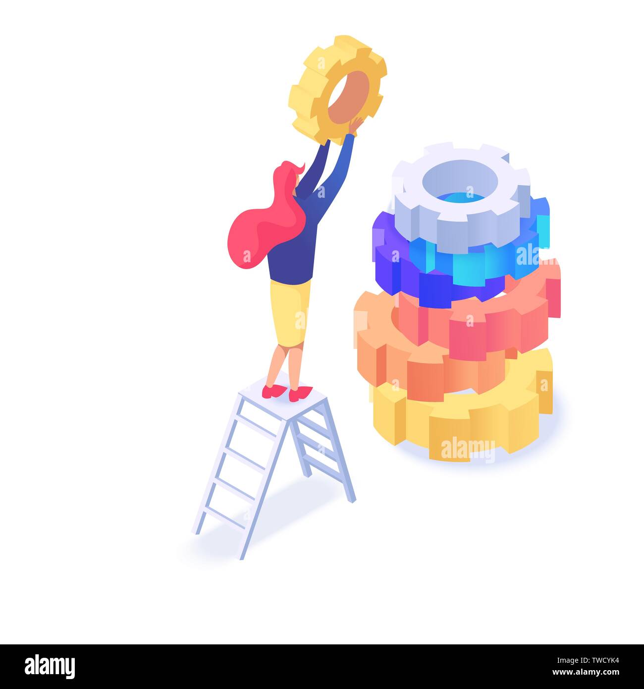 Gear system icon isometric Cut Out Stock Images & Pictures - Alamy