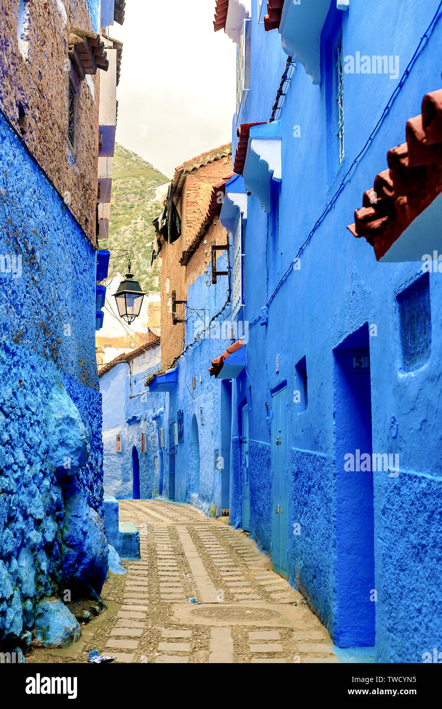 Chefchaouen, a city with blue painted houses. A city with narrow ...