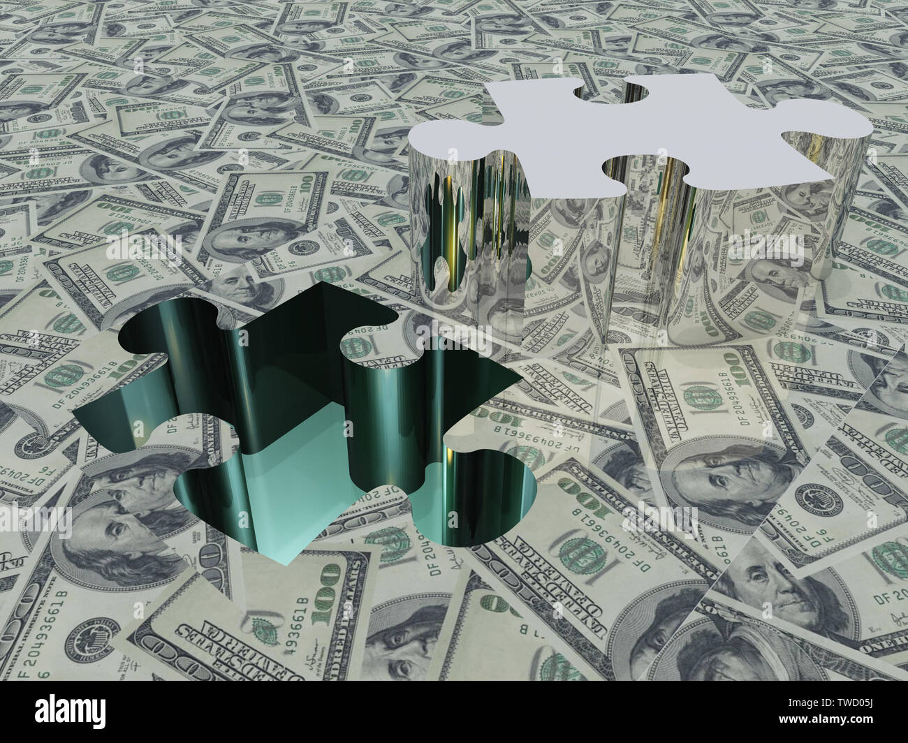 100 dollar bill puzzle hi-res stock photography and images - Alamy