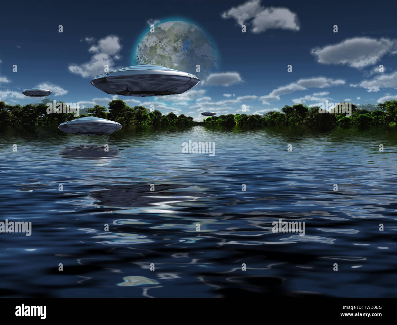 Alien in forest illustration hi-res stock photography and images - Alamy