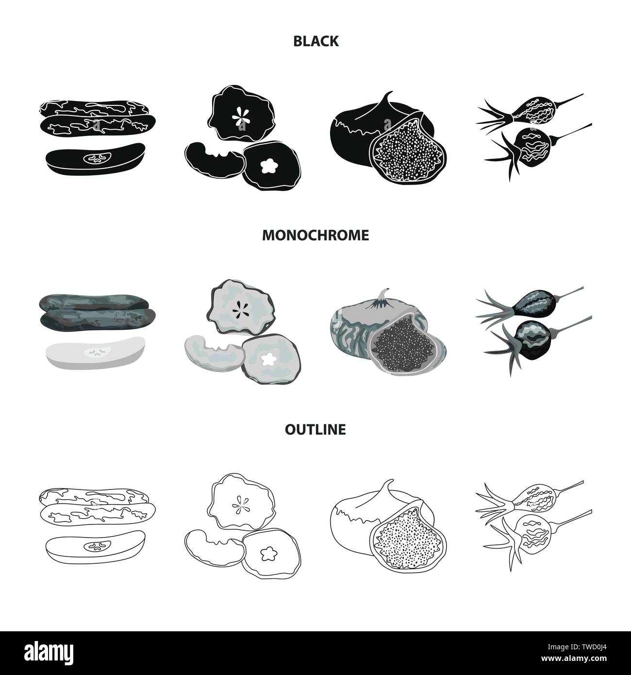 Vector design of food and raw symbol. Set of food and nature stock ...