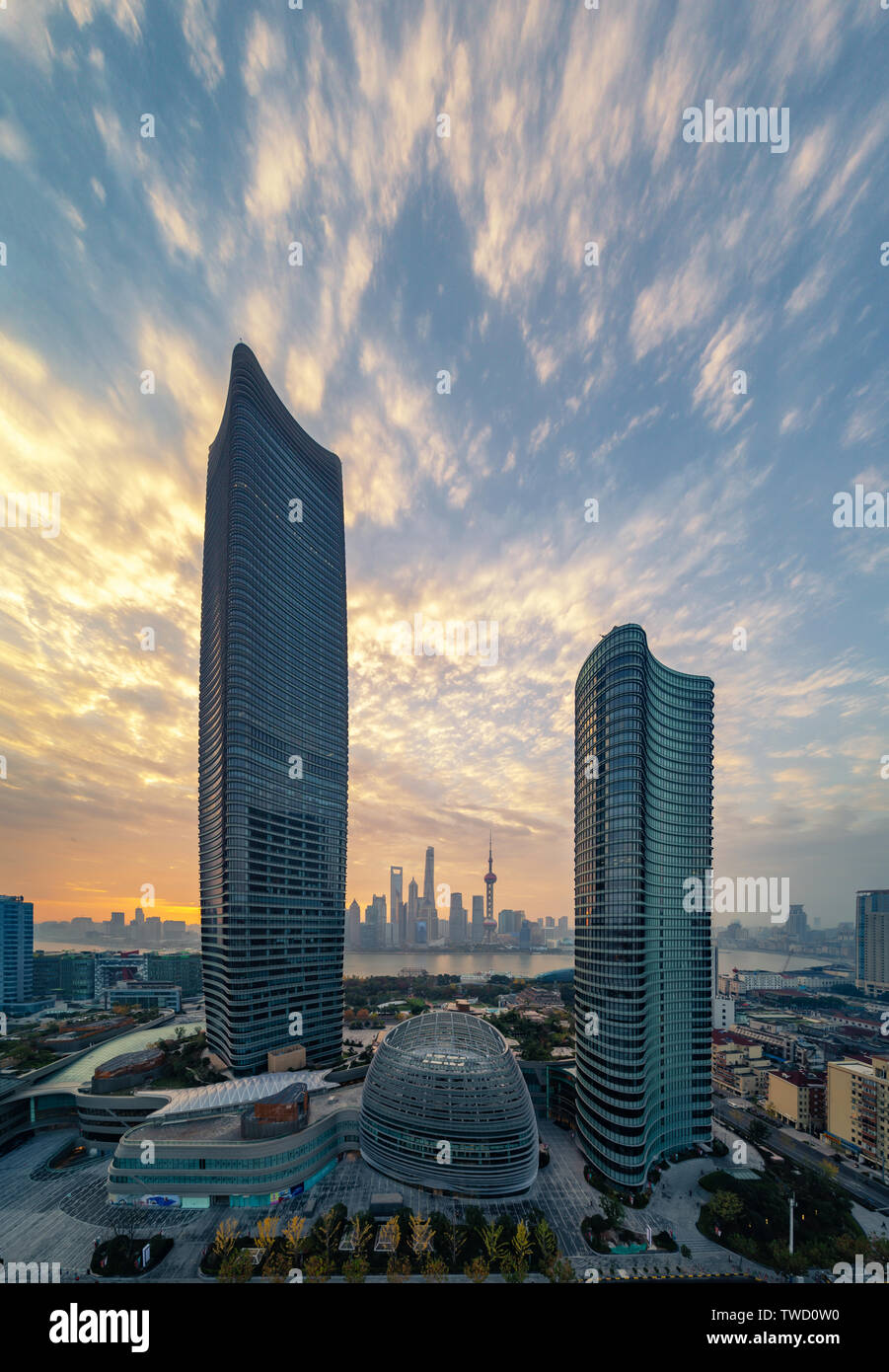 Sunrise in Magnolia Square in Shanghai Stock Photo - Alamy